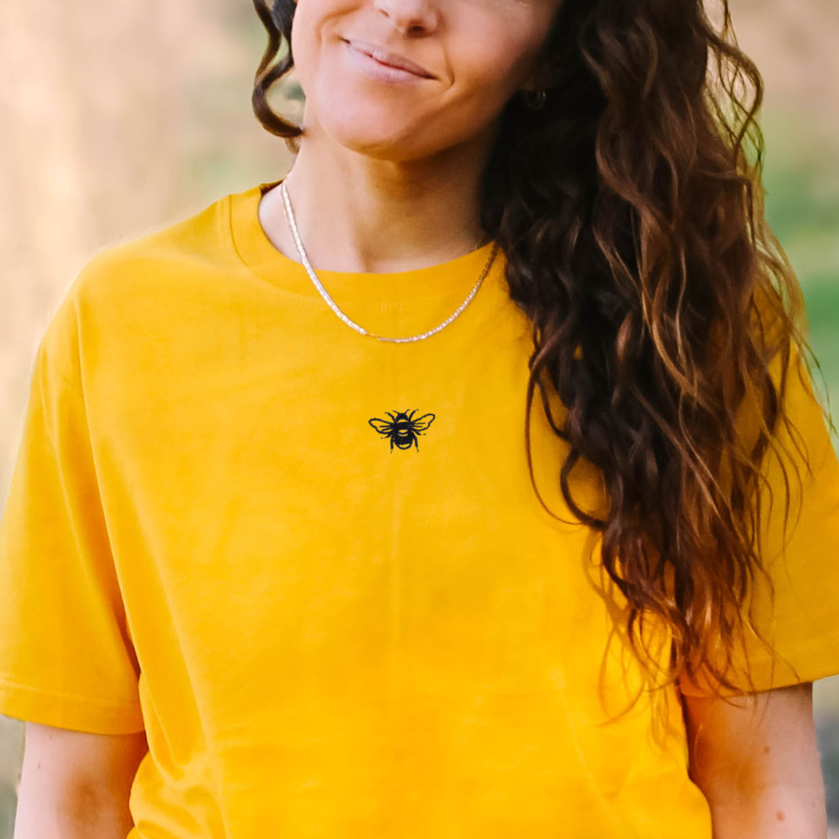 Tiny Embroidered Bumble Bee T-Shirt (Unisex) | VO